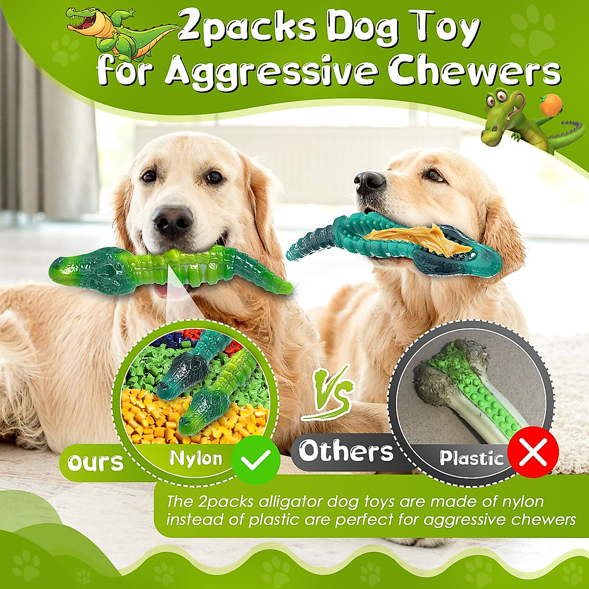 Jeefome Large Dog Chew Toys: 2 Packs Indestructible Dog Toys for Aggressive Chewers - Tough Dog Toys for Large Breeds