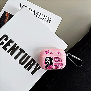 New Cartoon Screaming Ghost face Airpod pro Case 2nd Generation Case Cover for Funny Airpod pro 2 Skins Cool Horror Design Protective Cover（2023） (Pink Doctor)