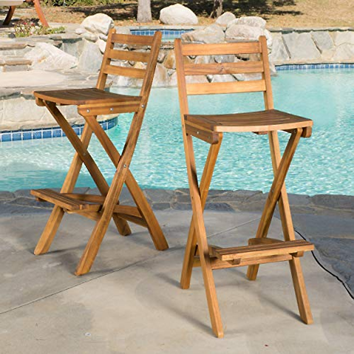 Christopher Knight Home Atlantic Outdoor Folding Wood Bar Stools