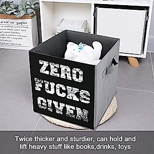 Zero Fucks Given Collapsible Storage Bins Basics Folding Fabric Storage Cubes Organizer Boxes with Handles