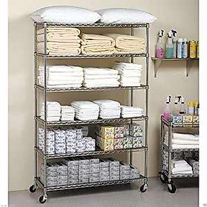 BestOffice 18x48x72 Storage Shelves Commercial Heavy Duty Metal Shelves Garage Organizer Wire Rack Shelving Storage Unit Shelf Adjustable Utility 6000 LBS Capacity,Chrome
