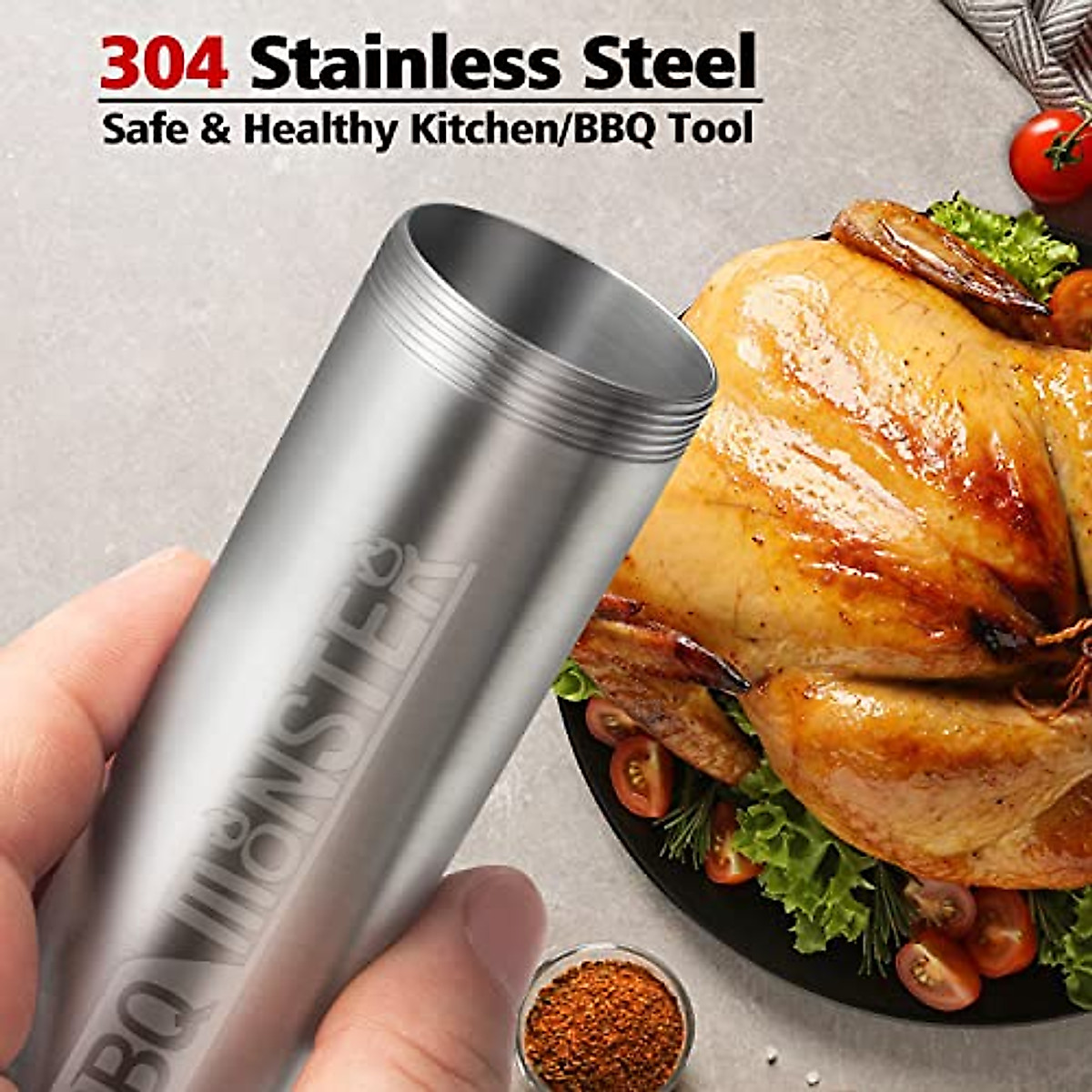 BBQ Monster Meat Injector Syringe Kit with 4 Professional Marinade Injector Needles and Travel Case for BBQ Grill Smoker, Turkey, Brisket; 2-oz Capacity; Paper User Manual and E-Book (PDF)