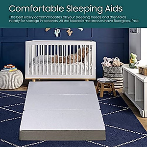 Nutan 4-Inch Tri-Folding Zippered, Gel Memory Foam Mattress, Cot Pad, Guest Bed, Portable Floor Mattress, Breathable Mesh Sides with Ultra Soft, Removable and Washable Cover, 31-Inch, White