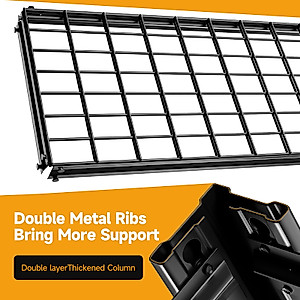 cynnda 5-Tier 48" W x 15.7" D x 72" H Garage Shelving Metal Storage Shelves 3000LBS Garage Shelving Heavy Duty Adjustable Shelving Unit Garage Racks for Storage Wide Utility Shelf (Black)