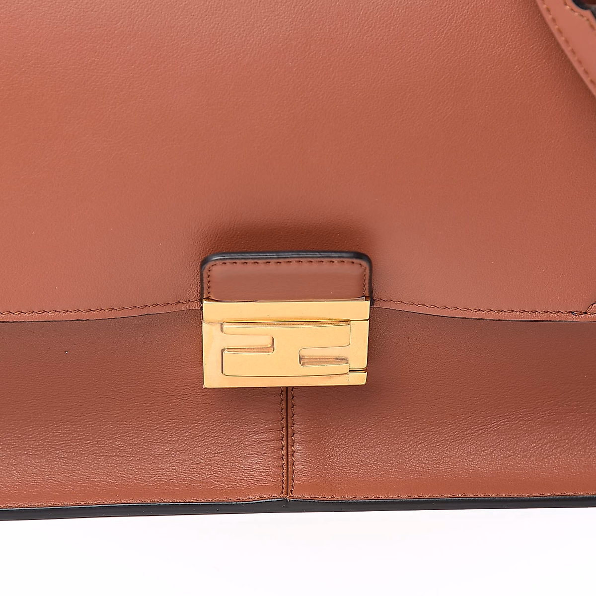 Fendi Kan U Rust Brown Calfskin Leather Large Shoulder Bag 8BT314