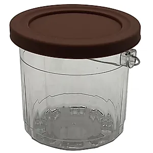 joystar Upgrade bucket Ice Creami Containers,Compatible with Ninja Creami Pints and Lids - 4 Pack, 16oz Cups NC301 NC300 NC299AMZ Series Ice Cream Maker (16oz pints NC300, Orange/purple/coffee/grey)