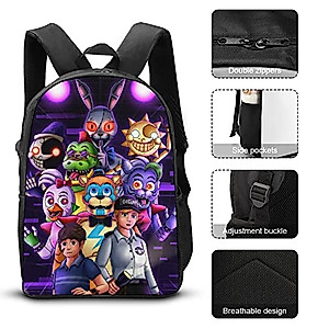 Rmvhasq 3Pcs Lightweight Backpack Set Bookbag Lunchbox Pencil Case Laptop Backpacks Game Casual Cute Shoulder Bags Daypack