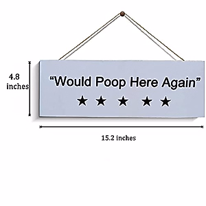 Maida Five Stars Would Poop Here Again Bathroom Sign Funny Home Decor Poop Sign for Bathroom Decor Wall Art Toilet Sign B7