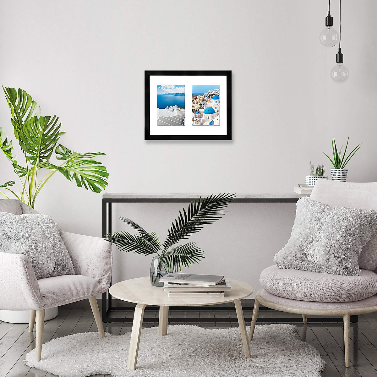 Americanflat 5x7 Double Picture Frame with Shatter-Resistant Glass - Fits Two 5x7 Photos or One 11x14 Picture - Signature Collection - Photo Frame for Wall Display - Black