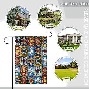 Double-sided garden flag Mexican Talavera Ceramic Tile Pattern Outdoor Flag Garden Flag Yard Outdoor Decoration （12×18in）.