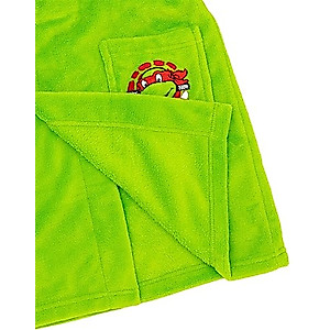 Teenage Mutant Ninja Turtles Boys Hooded Bathrobe Kids Superhero Dressing Gown in Green Cosy Comic Fleece Children Toddlers