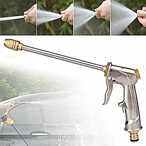 Pressure Washer Gun with Nozzle - 100% Metal Construction Adjustable Nozzle Fits All Standard Garden Hoses for Garden Lawn Car Ground
