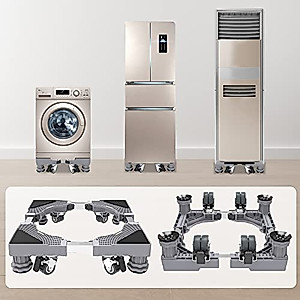 MORITIA Washing Machine Fridge Stand Adjustable Base with 4 Freely Movable Universal Wheels for Washing Machine, Laundry Dryer Washer and Refrigerator by Double Elite