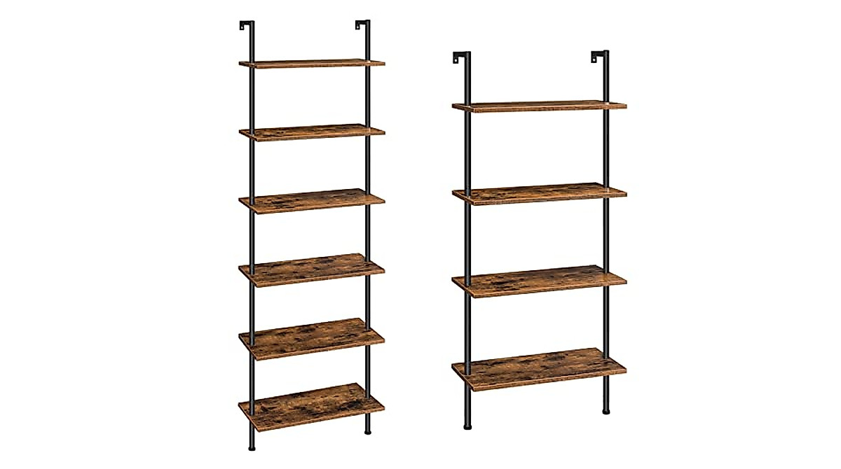 HOOBRO 6-Tier DIY Ladder Shelf & Wall Mounted Bookshelf Bundle