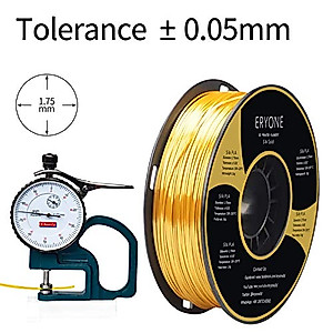 ERYONE Silk PLA Filament for 3D Printer, 1.75mm, -0.03mm, 1kg (2.1LBS)/Spool, Silk Glod