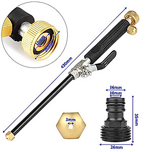 Hydro Jet High Pressure Power Washer Wand - Portable High Pressure Water Gun 2 Nozzles, Power Pressure Washer Hose Nozzle Attachment for Garden Hose, Pressure Washer Wand for Garden or Car Washing