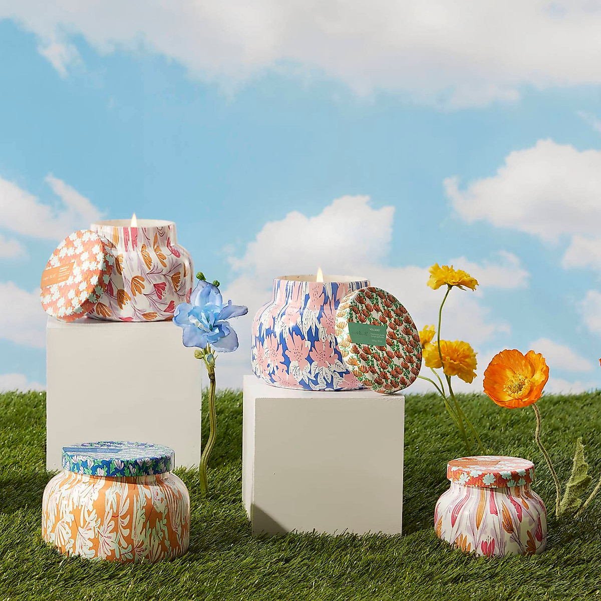 Capri Blue Volcano Candle - Pattern Play Signature Glass Jar Candle - Luxury Candle - Long Lasting Candles - Tropical Fruits & Sugared Citrus Scented Candle - Decorative Candles for Home Decor (19 oz)