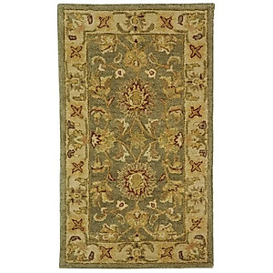 SAFAVIEH Antiquity Collection Area Rug - 8'3" x 11', Green & Gold, Handmade Traditional Oriental Wool, Ideal for High Traffic Areas in Living Room, Bedroom (AT313A)