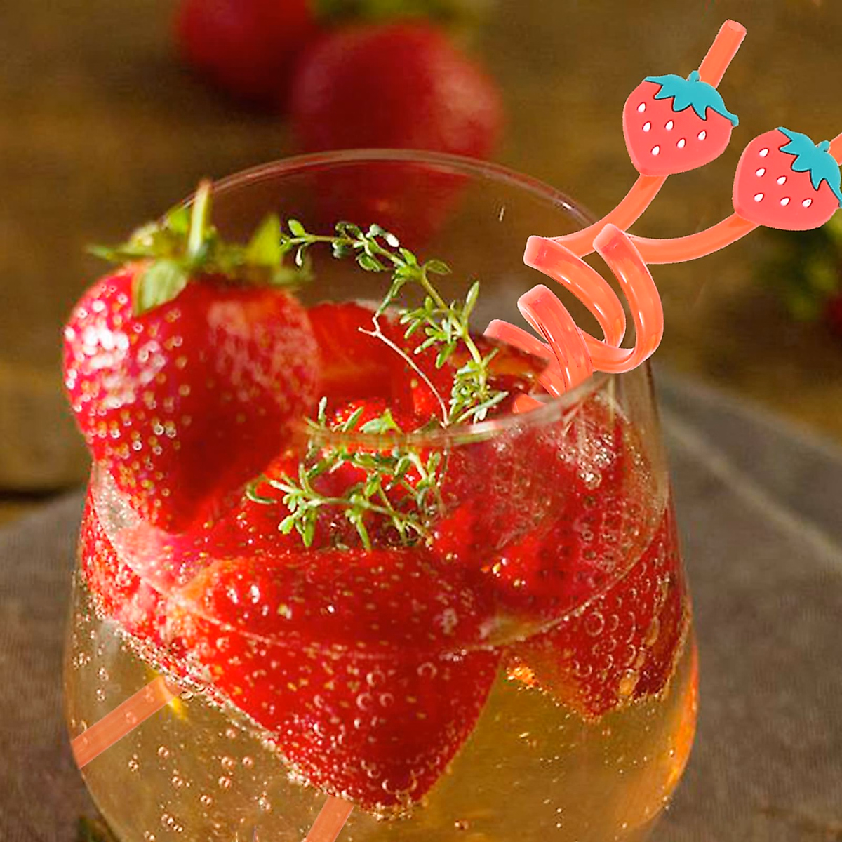 Kichvoe 12pcs Fruit Shaped Straw Small Favor Bags Hey Bear Sensory Fruit Birthday Decorations Crazy Silly Straw Plastic Drinking Straws Bar Straws The Pet Decorate Strawberry Travel