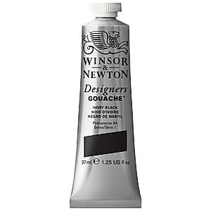 Winsor & Newton Designer's Gouache, 37 ml (1.25oz) tube, Ivory Black