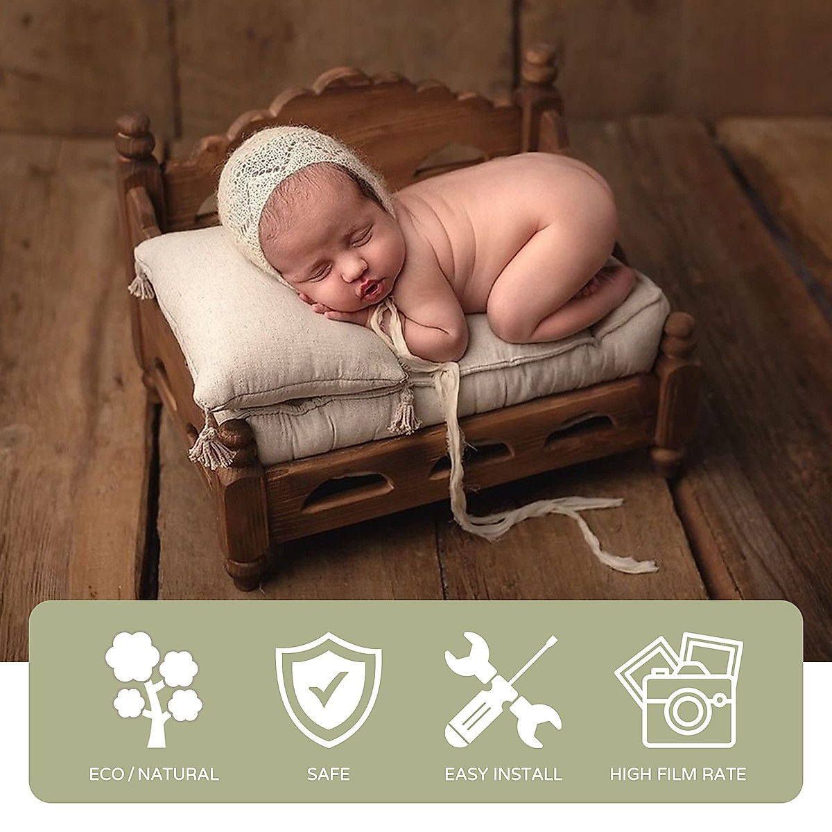M&G House Newborn Photography Props Mattress Pillow Photography Accessories Baby Photoshoot Props Bed Mattress Bed Mat(Beige White)