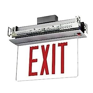 Cooper Lighting EUR70R Self Powered Recessed Mount EU Series LED Edge-Lit Exit Sign Red Letter 120/277 Volt Sure-Lites®