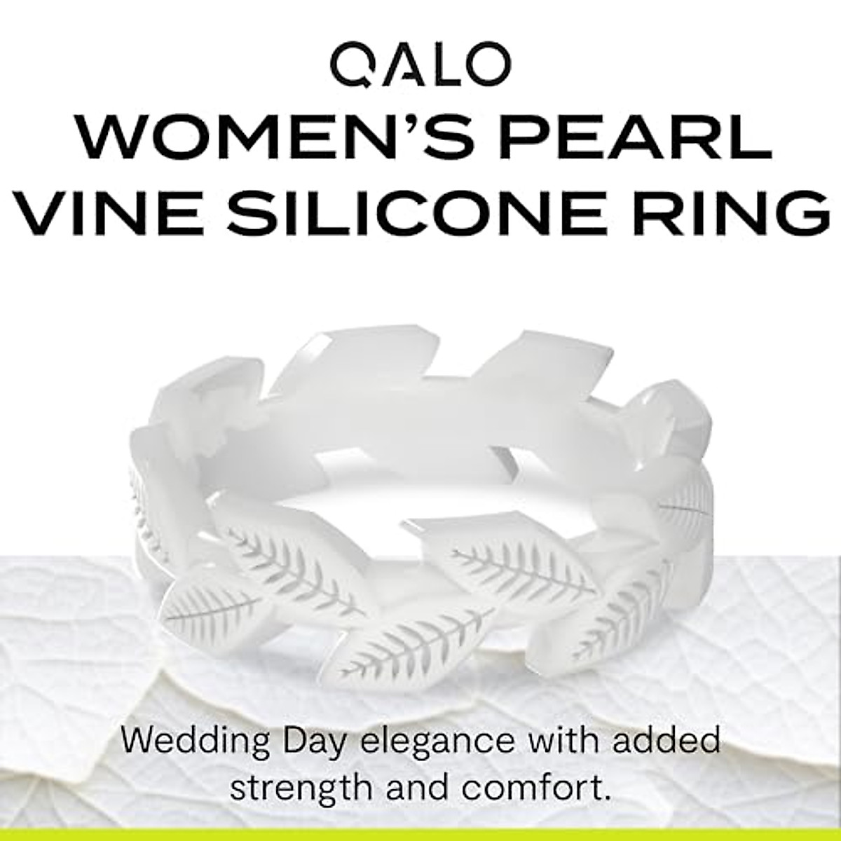 QALO Silicone Ring for Women, Pearl Vine (Size 7) - Breathable & Durable Silicone Wedding Bands - Comfort Fit Silicone Wedding Rings - Rubber Engagement Rings for Her