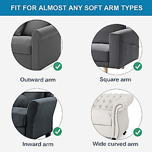 NC HOME Anti-Slip Waterproof Stretch Fabric Armrest Covers Furniture Protector Armchair Slipcovers for Recliner Sofa with Twist Pins, Set of 2 (Chocolate)