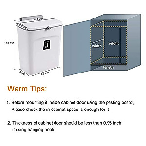 Luejnbogty Kitchen Compost Bin for Counter Top or, Hanging Small Trash Can with Lid,Mountable Indoor Compost Bucket(C)