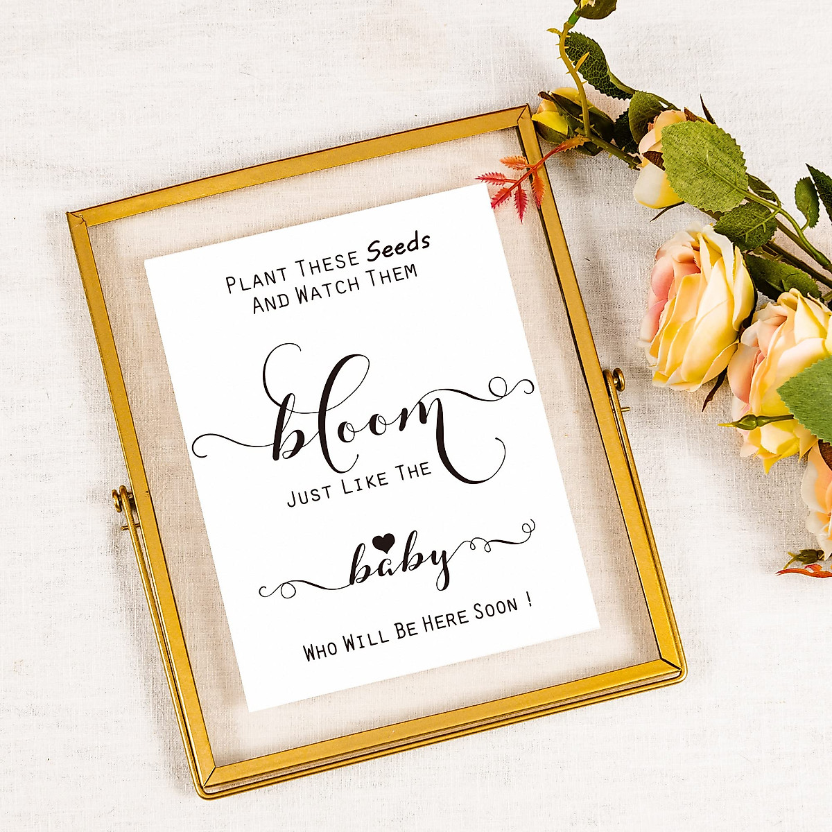 Calculs Baby Bloom Gold Floating Picture Frame Wedding Signs Place Card/Menu Holder 10 x 8 Inches Centerpiece Table Décor for Baby Shower