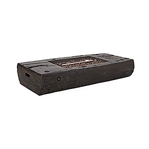 Christopher Knight Home Jamie Outdoor Wood Finish Rectangular Fire Pit with Tank Holder, Brown and Black