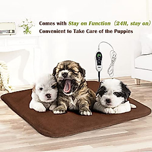 ZXU Pet Heating Pad, Electric Cat Heat Pad with 8 Heat Setting,1-12 Hour Auto Shut Off Timer,Stay On Function,Adjustable Heated Cat Bed with Removable Cover,Dog Heating Pad,Indoor (18" x 22")