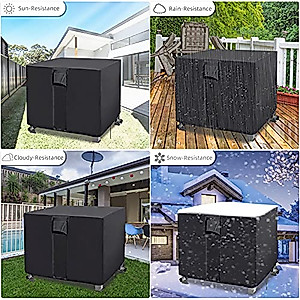 YUZ Fire Pit Table Cover Square 30 x 30 x 25 inch, Waterproof Fire Table Cover Square Anti-UV Heavy Duty Patio Gas Firepit Furniture Table Covers with Air Vent and Handle Firepits 30x30