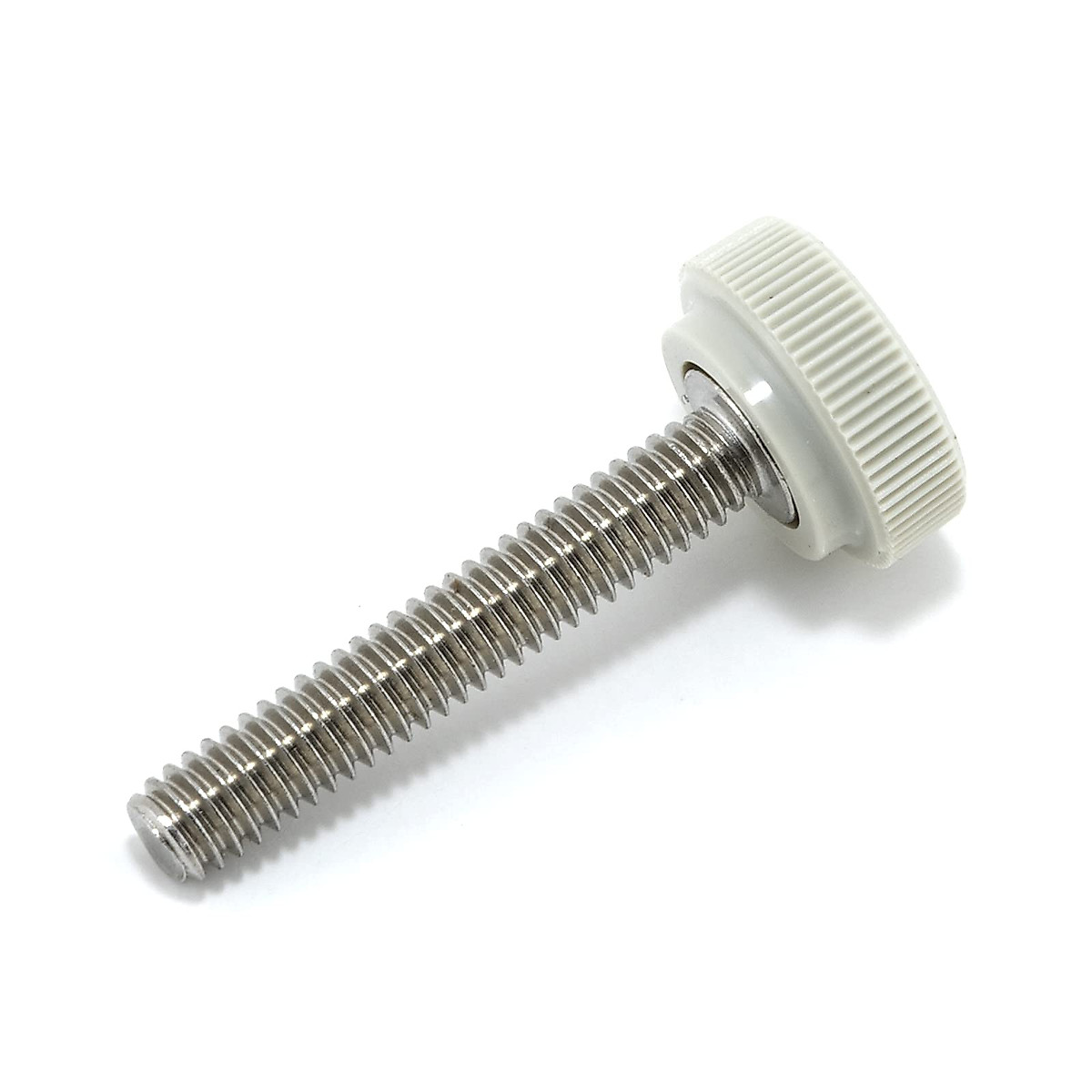 #8-32 x 1 Thumb Screw Stainless Steel - Gray Knurled Round Plastic Knob - Standard/Coarse Thread Thumbscrew - Length: 1.000" - Proudly Built in USA - Package of (4)