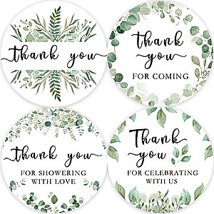 80 Greenery Frames Thank You Stickers, Watercolor Green Leaves Stickers, Perfect for Wedding, Bridal Shower, Baby Shower, Birthday Party Favors(2 Inch)