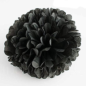 HappyField Honey and Bee Baby Shower Decorations Yellow Cream Black Tissue Paper Pom Poms Flower Paper Lanterns for Honey Bee Birthday Party Wedding Bridal Shower Outdoor Decoration 18Pcs Mixed 8" 10"