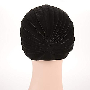 beauty YFJH Pleated Stretch Ruffle Women's Velvet Chemo Turban Hat Wrap Cover