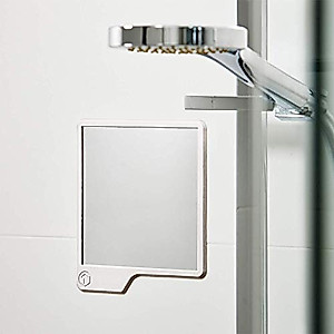 Tooletries – Oliver Shower Mirror - Premium Shower Mirror for Shaving, Grooming - 100% Silicone - SHATTERPROOF Mirror - Grips to Shiny Surfaces - No Suction Cups - No Adhesives - White