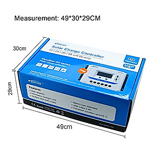 EPEVER Solar Charge Controller 60A 12V/24V/36V/48V Auto with USB Output Light and Time Control LCD Display for Solar Panel Power System (60A, VS6048AU)