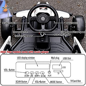 sopbost Electric Go Kart 24V Battery Powered Pedal Go Karts for 6+ Kids Adults Ride on Car Electric Vehicle Car Racing Drift Car for Boys Girls, White