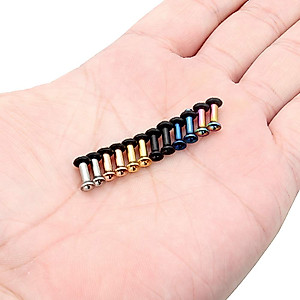 Lcolyoli Ear Gauges Kit Surgical Steel Tunnel Expander Earrings Earlobe Plugs Body Piercing Jewelry Set for Women Men 10G 12Pcs Silver Rose Gold Black Blue Rainbow