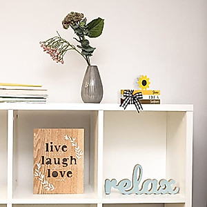 Queekay Tiered Tray Decor, Decorative Fake Book Decor Rustic Wooden Fake Old Books Home Mantle Decor for Spring Summer Fall Table Shelf Mantle Decorations(Sunflower)