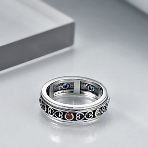 Fidget Rings for Anxiety for Women Sterling Silver Chakra CZ Rings 7