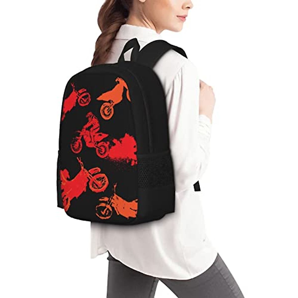 ALIFAFA Motocross Sport Motorcycle Vehicle School Backpack Shoulder Daypack, Dirt-Bike Boy Men School Bag Outdoor Casual Shoulders Backpack Travel Daypacks for Women Men Teens Kids Black