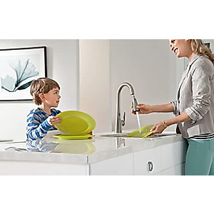 Moen Arbor Spot Resist Stainless Motionsense Two-Sensor Touchless Kitchen Faucet Featuring Power Clean, One-Handle Kitchen Sink Faucets with Pull Down Spray Head, 7594ESRS