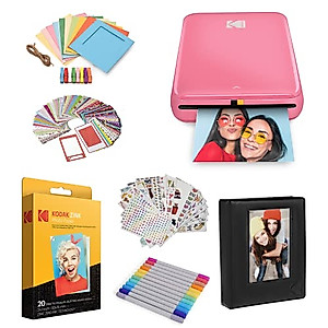 Kodak Step Instant Color Photo Printer with Bluetooth/NFC, ZINK Technology & Kodak App for iOS & Android (Pink) Starter Bundle
