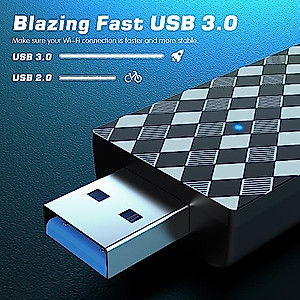 USB WiFi Adapter, ElecMoga 1300Mbps Wireless Network Adapter Dual Band 5GHz/2.4GHz WiFi Dongle USB 3.0 5dBi Antenna WiFi Adaptor for Desktop PC, Support Windows 11/10/8.1/8/7, Mac OS 10.9-10.15