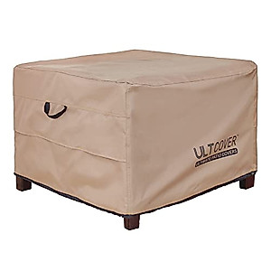 ULTCOVER Waterproof Patio Ottoman Cover Square Outdoor Side Table Furniture Covers Size 22L x 22W x 18H inch