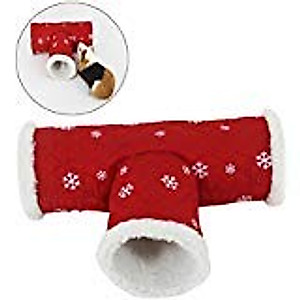 UEETEK Small Pet Animal Christmas Tunnel Toy Winter Warm Fleece Tube Hideout Bed Playing Channel for Hamster/Gerbil Rat/Guinea Pig