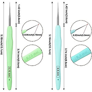4 Pieces Dreadlock Crochet Hooks Tool 0.5mm 0.75mm Dreadlock Crochet Needle Tools for Braid Hair Weaving Locs Craft
